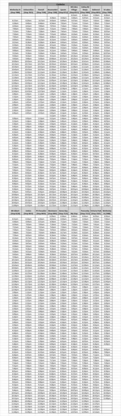 The Outer LINK timetable - Greater Auckland