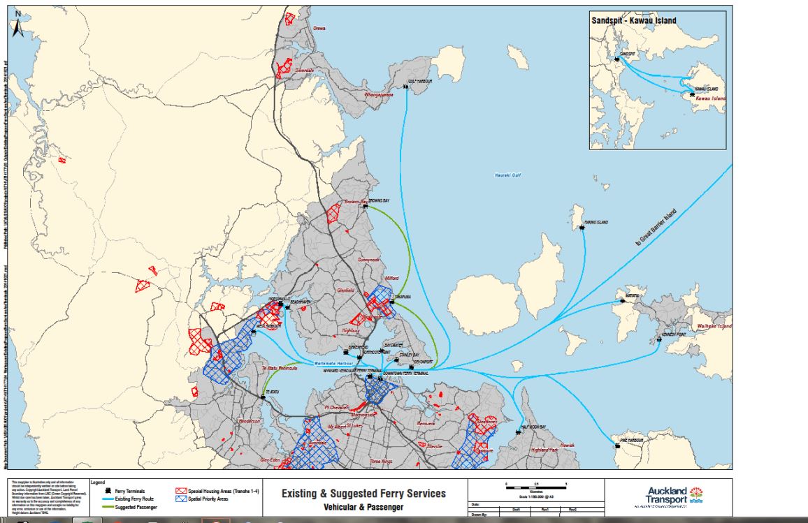 Ferry Development Plan - Proposed routes - Greater Auckland