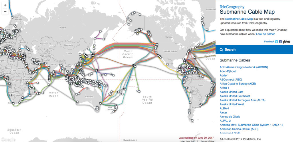 Submarine cable map - Greater Auckland