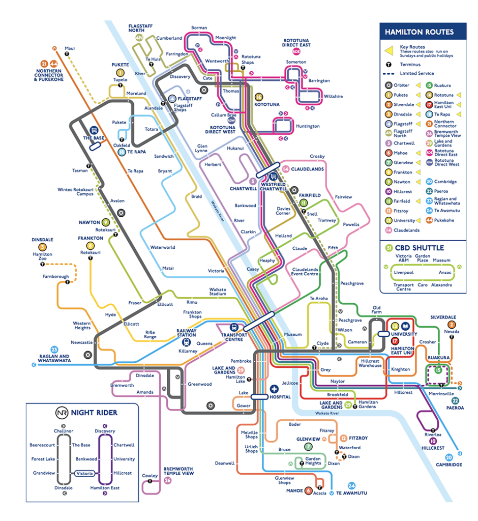 Hamilton bus map - Greater Auckland