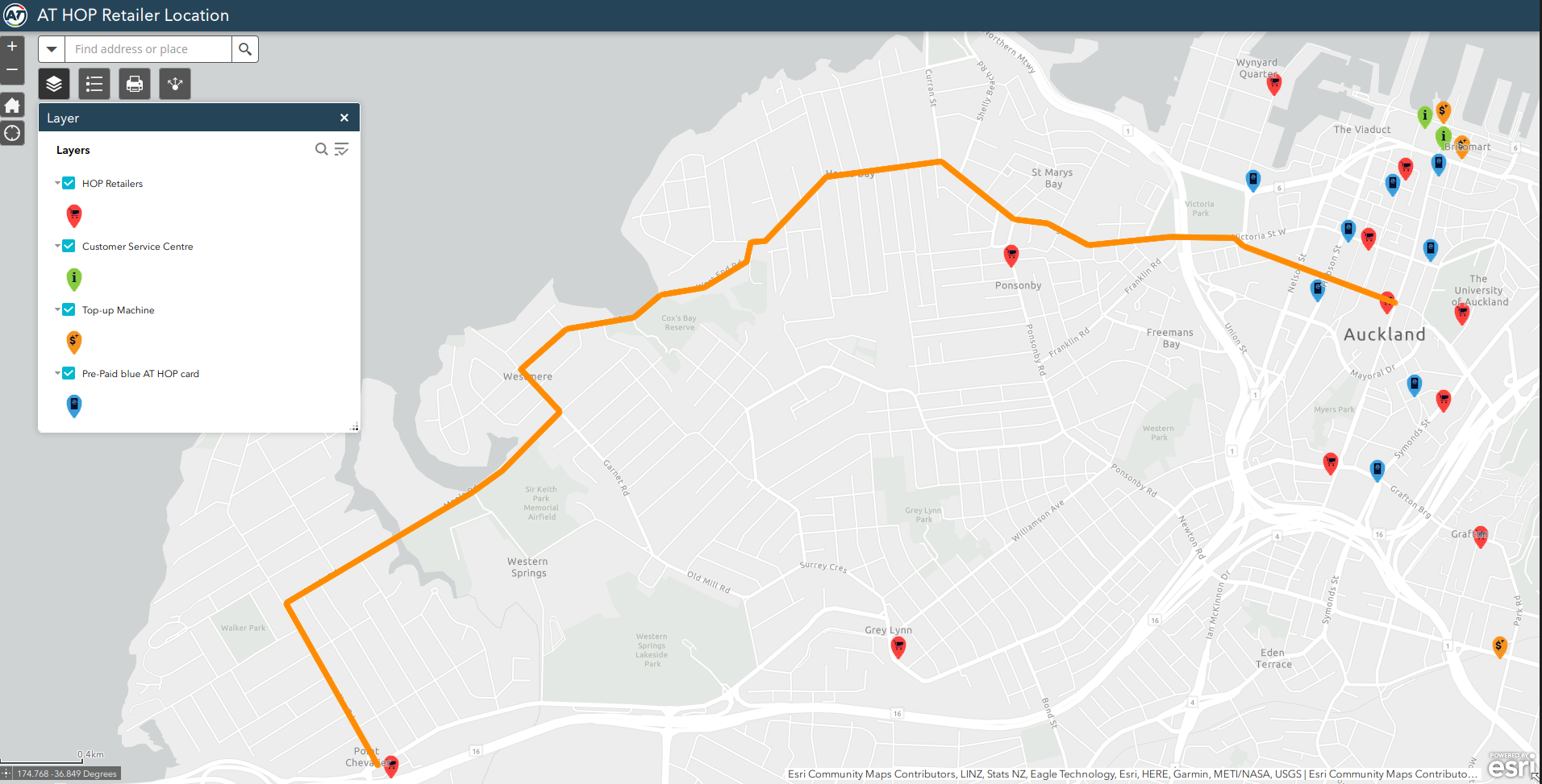 Vendors and Route on Outer Link - Greater Auckland