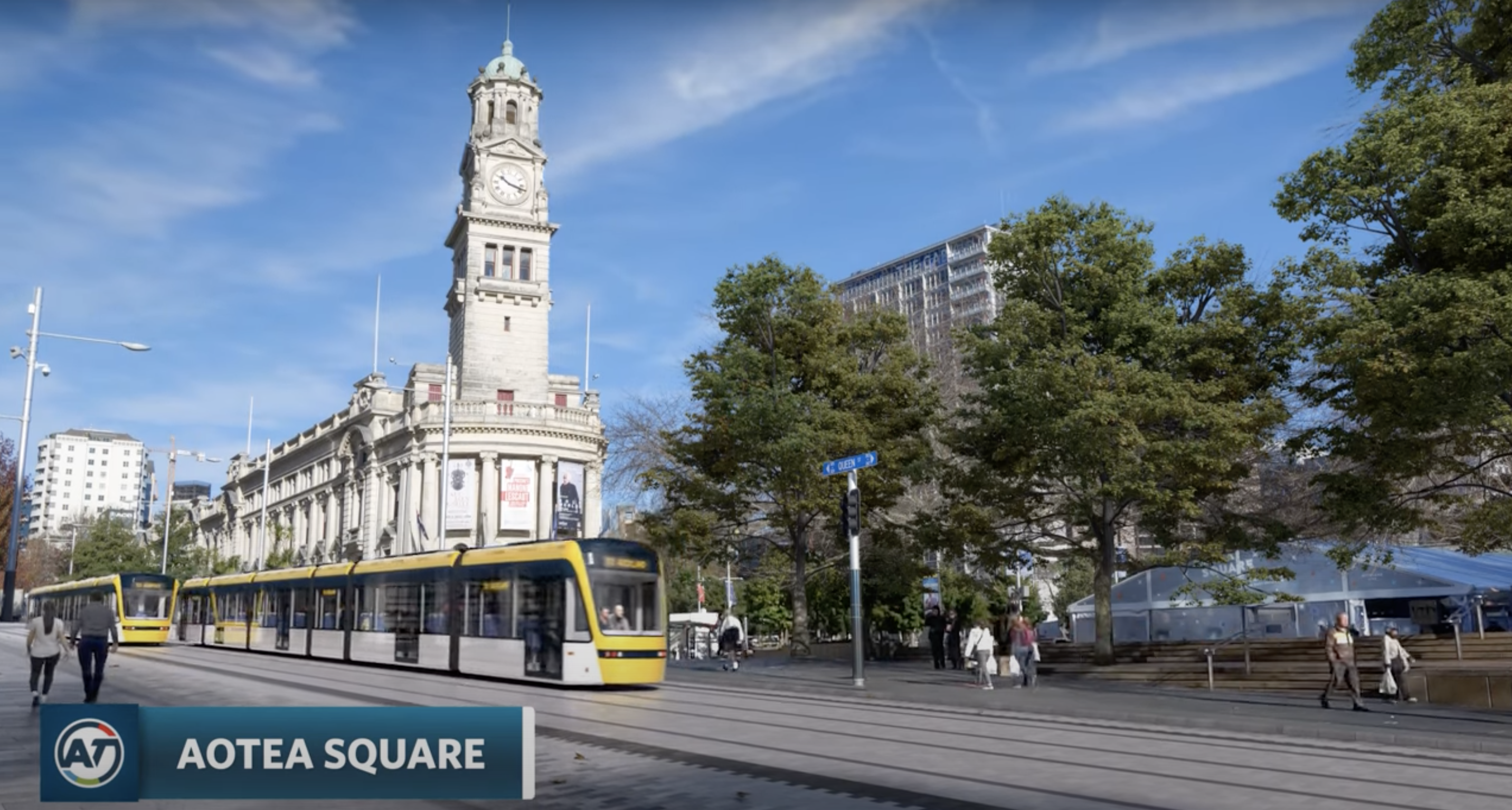 AT light rail video 2018 Aotea Square screenshot - Greater Auckland