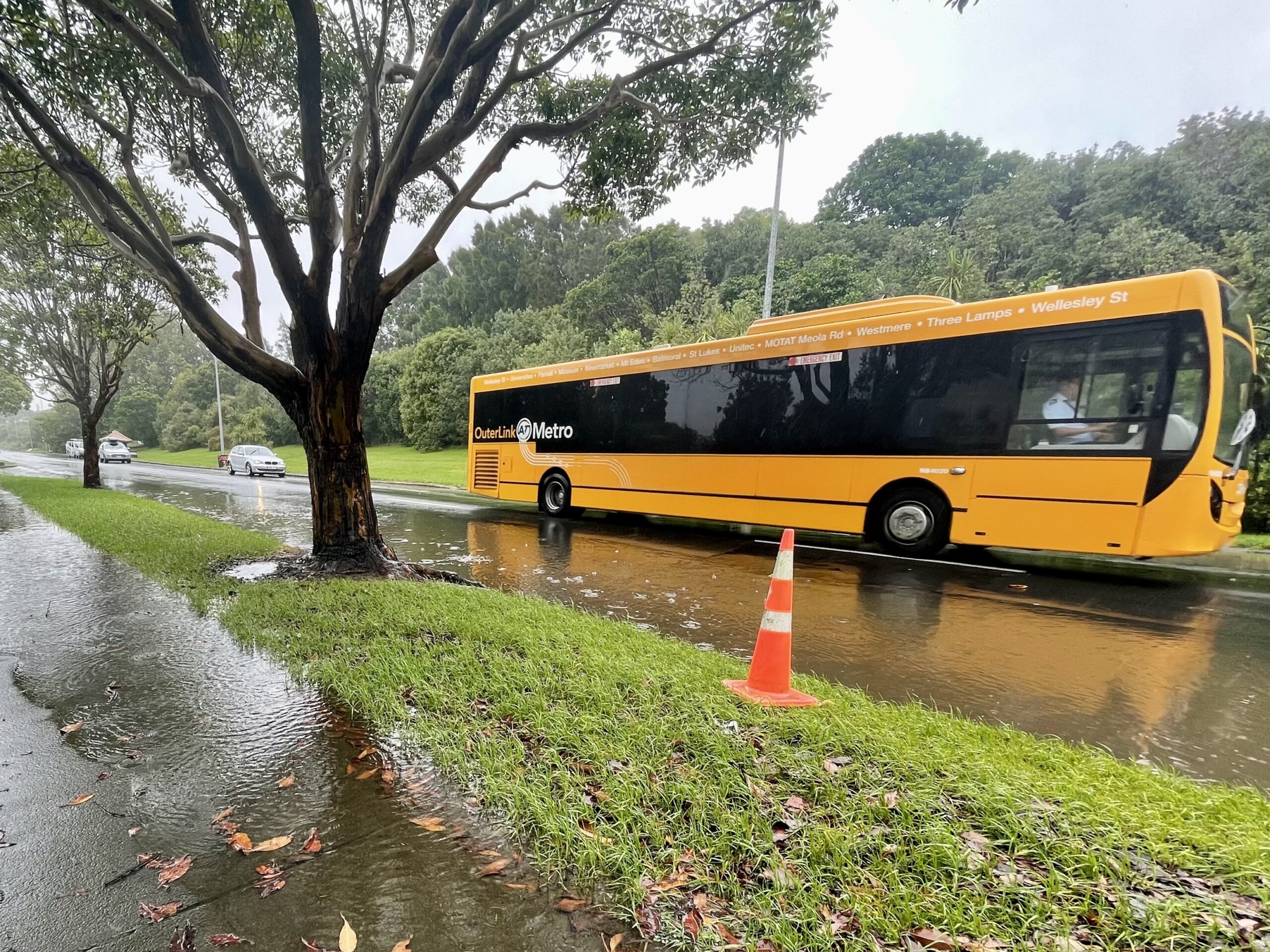 OuterLink on flooded Meola Road 3 February 2023 - Greater Auckland