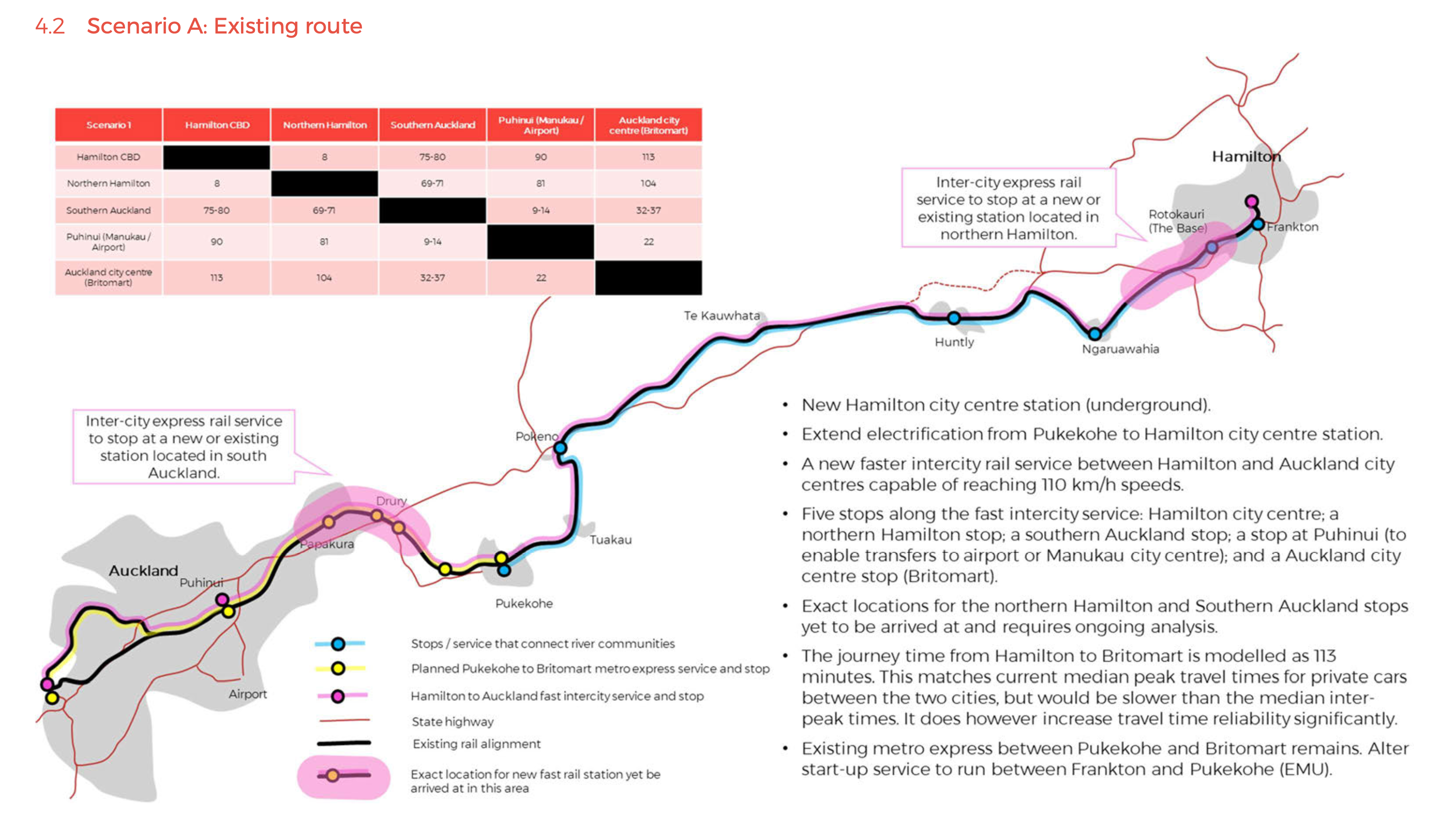 Te Huia Scenario A travel times - Greater Auckland